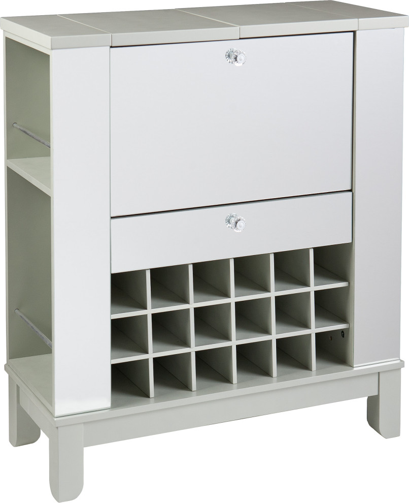 Mirage Mirrored Fold-Out Bar Cabinet - Transitional - Wine And Bar ...