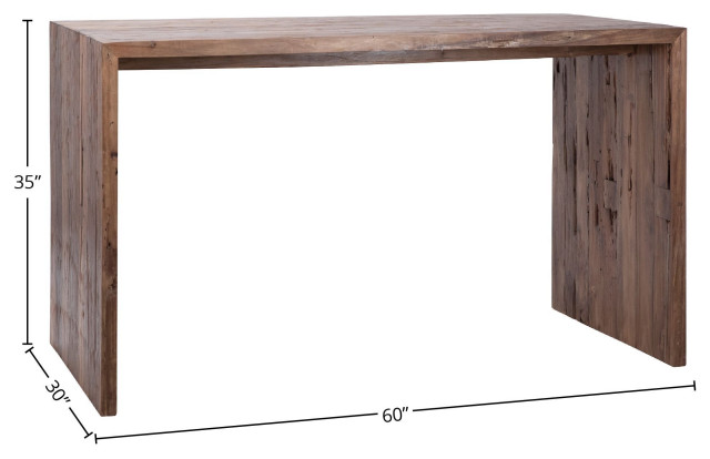 Camila 60" Rectangular Reclaimed Teak Waterfall Dining Counter Table ...