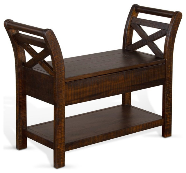 Sunny Designs 28" Farmhouse Wood Accent Bench with Storage in Marble ...
