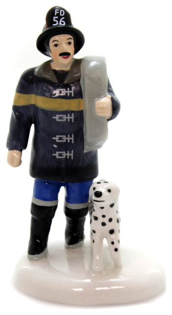 Department 56 Accessory VILLAGE FIRE TEAM Ceramic Dalmatian Fireman ...