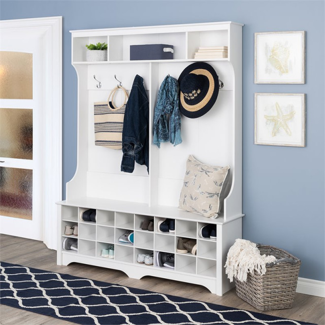 Prepac 60" Hall Tree with 24 Cubbies in Drifted Gray - Transitional ...