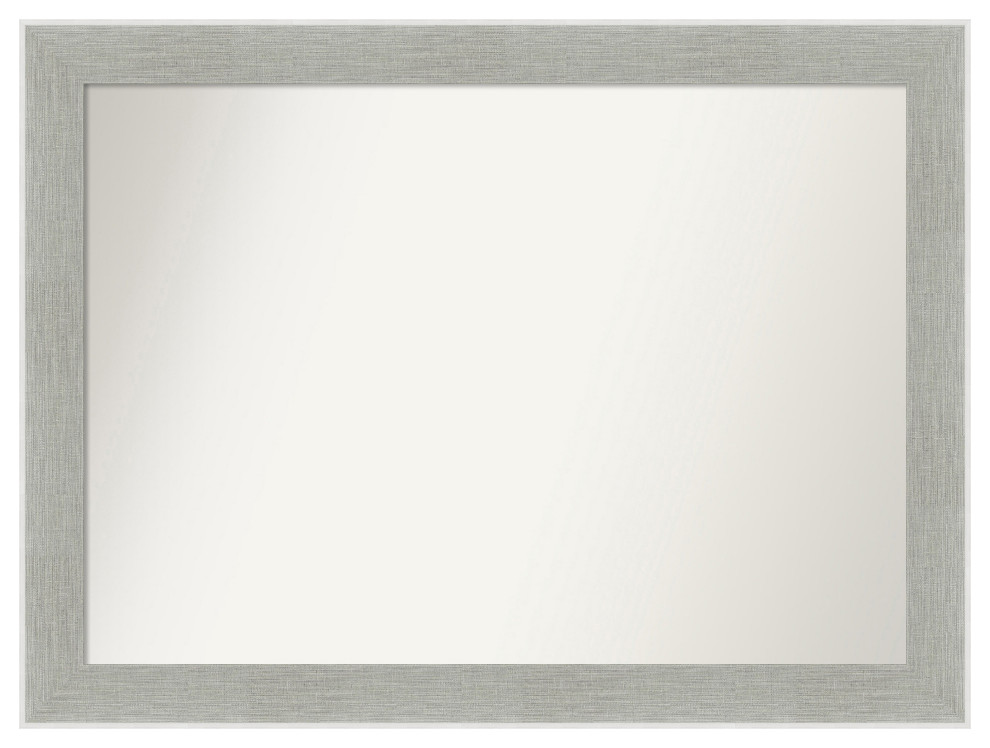 Glam Linen Grey Non-Beveled Bathroom Wall Mirror, 43 in x 32 ...