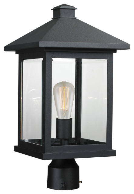 Portland 1-Light Outdoor Post Mount Fixture Light In Black, 9.500 ...