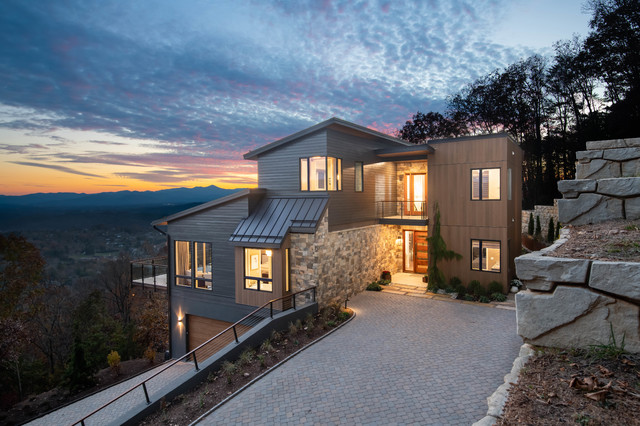 Contemporary Hillside home on Reynolds Mt. - Contemporary - Exterior ...