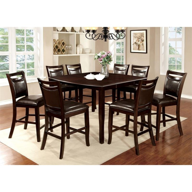 Bowery Hill Transitional Wood Expandable Counter Dining Table in ...