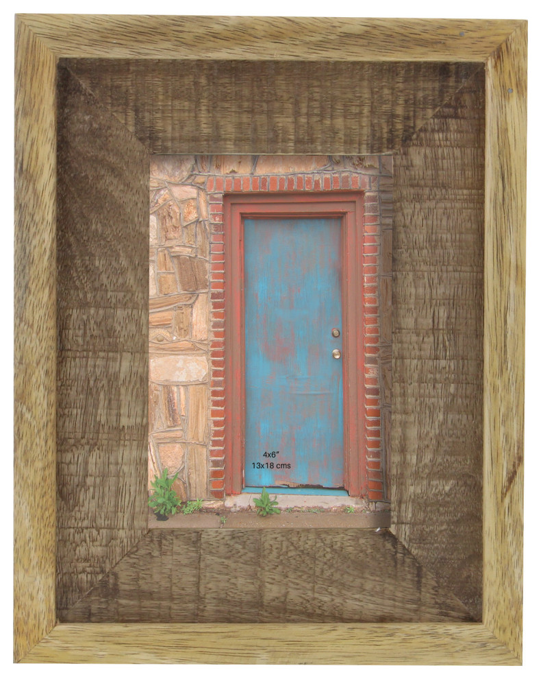 Rustic 8"x7" Rectangular Wooden Photo Frame - Farmhouse - Picture ...