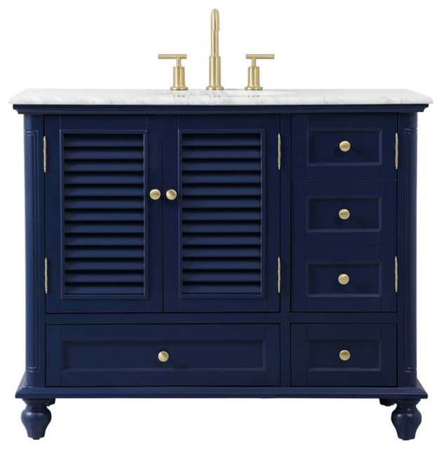 42" Single Bathroom Vanity, Blue, Vf30542Bl - Eclectic - Bathroom ...