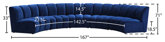 Infinity Channel Tufted Velvet Modular Chair, 5 Piece - Contemporary ...