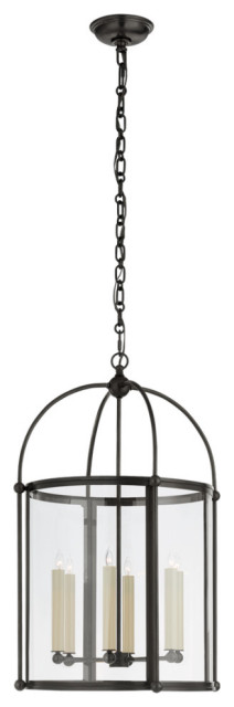 Riverside Medium Round Lantern With Clear Glass - Traditional - Pendant ...