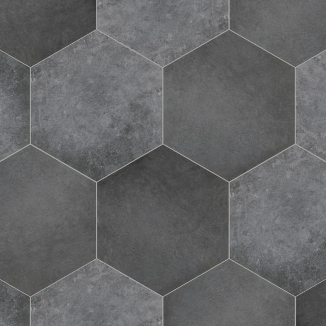 Heritage Hex Carbon Porcelain Floor and Wall Tile Sample - Contemporary ...