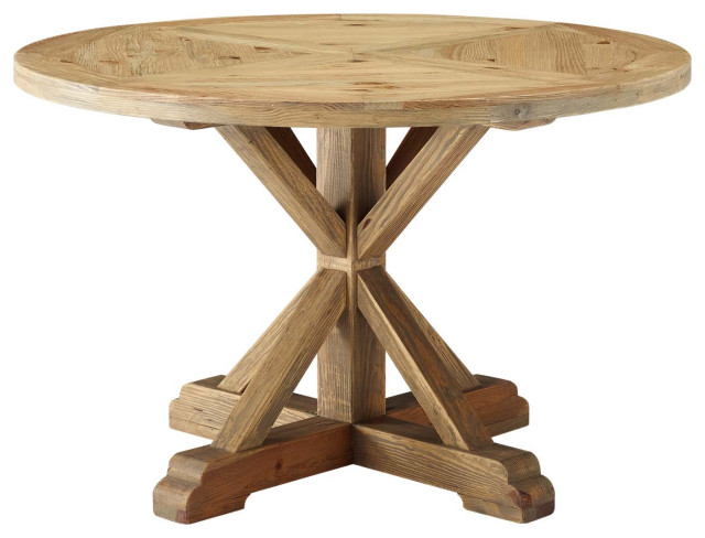 Country Cottage Farm Beach House Dining Room Dining Table, Wood, Brown ...