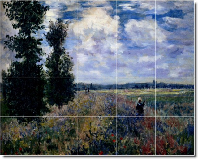 Claude Monet Garden Painting Ceramic Tile Mural #24, 60" Wide x 48 ...