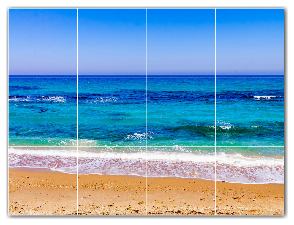 Beach Ceramic Tile Wall Mural HZ500067, 17" Wide x 12.75" High - Beach ...