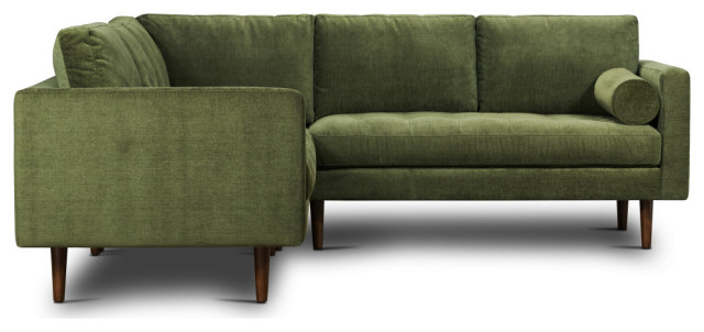 Poly and Bark Napa Fabric Corner Sectional Sofa, Distressed Green ...