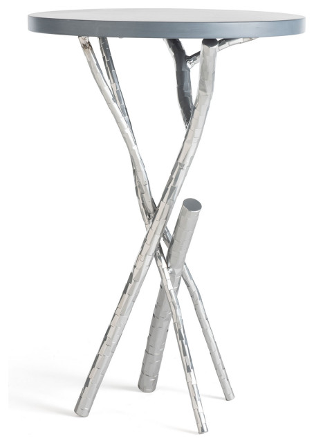 Brindille Wood Top Accent Table, Sterling Finish - Contemporary - Side ...