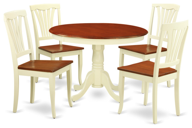 3-Piece Set, Round Small Table, 2 Wood Dinette Chairs, Buttermilk ...