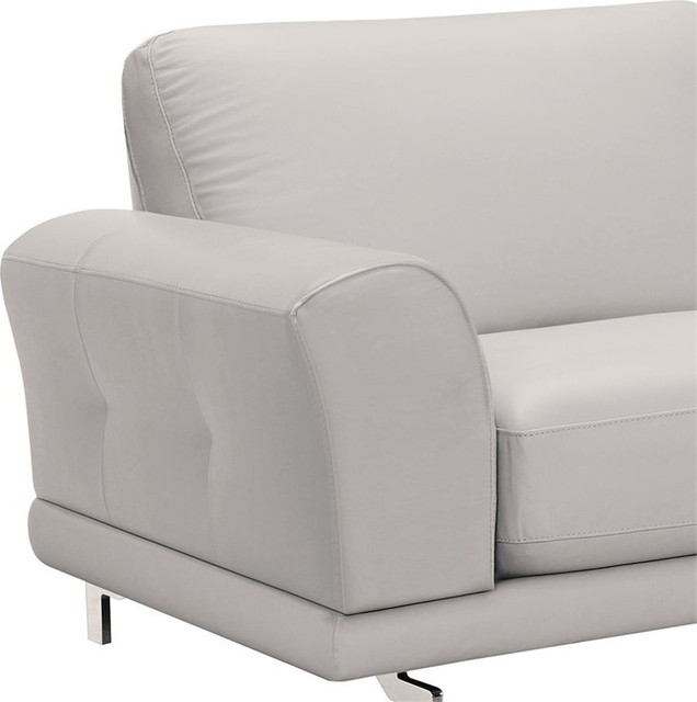 Natural Greige Modern Leather Sofa in Dove Gray/Brushed Silver ...
