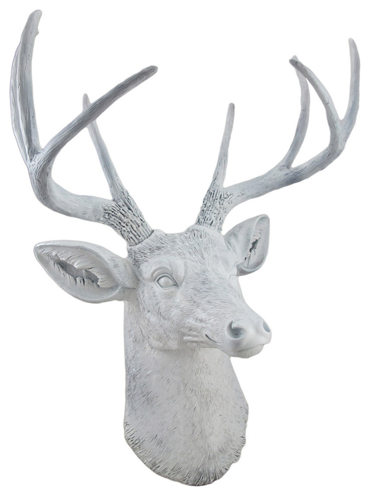 8 Point Buck Deer Head Bust Wall Hanging White, One Size - Rustic ...