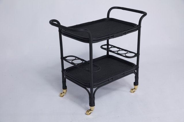 Carlo Rattan Bar Cart - Black - Tropical - Bar Carts - by Sika Design ...