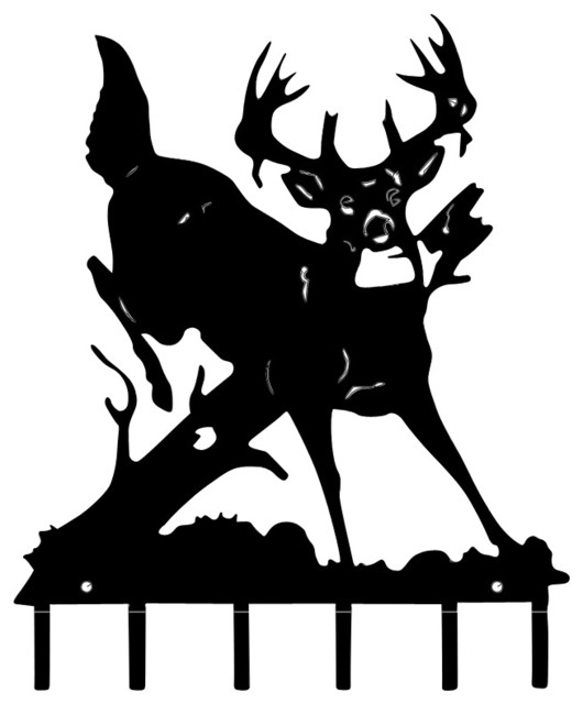 Wood Deer Jumping Fence Silhouette