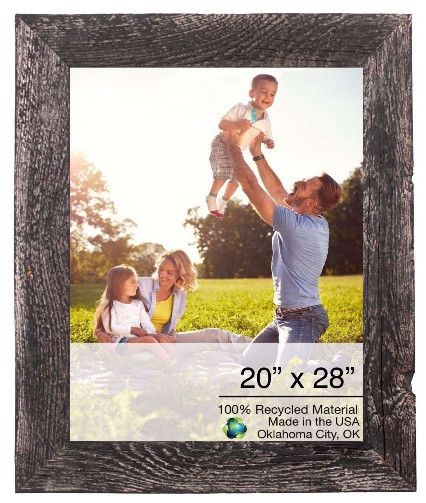 20" X 28" Rustic Farmhouse Rustic Black Wood Frame - Rustic - Picture ...