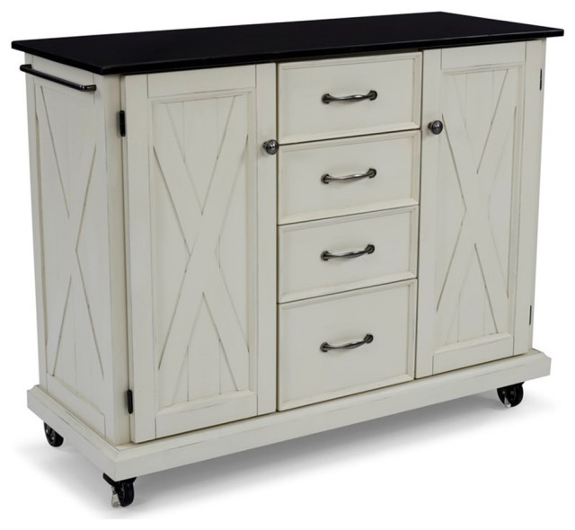 Homestyles Seaside Lodge Wood Kitchen Cart in Off White - Transitional ...