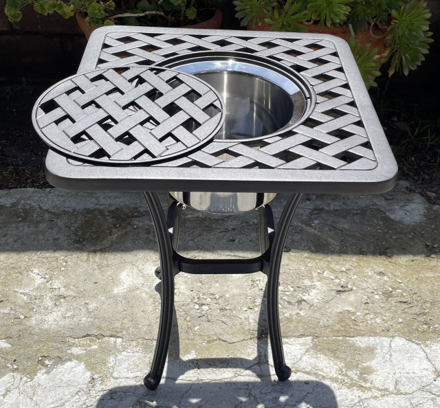 Cooler Table 21" Square Ice Bucket Insert Cast Aluminum Outdoor Side ...