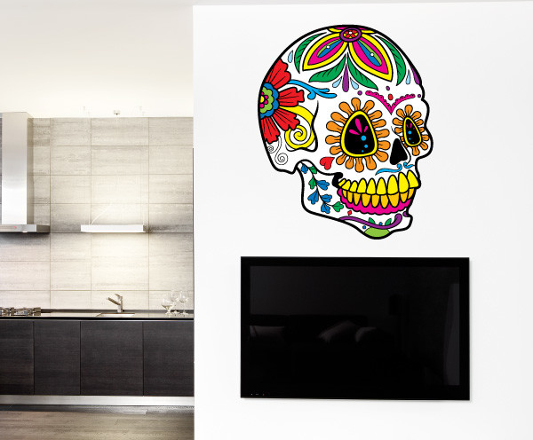 Sugar Skull Vinyl Wall Decal SugarSkullUScolor025, 48 in ...