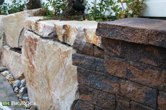 Wall Transition From Stone To Brick - Rustic - Garden - Salt Lake City ...