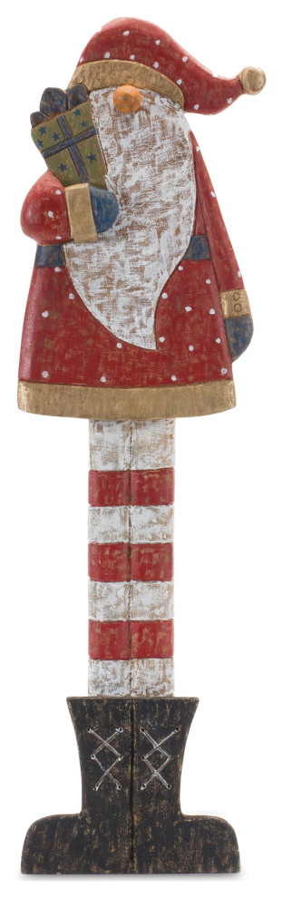 Tall Wooden Santa With Presents 30"H - Rustic - Holiday Accents And ...
