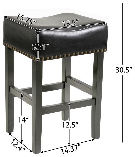 GDF Studio Chantal Backless Leather Stools, Set of 2, Bar Height: 30 ...