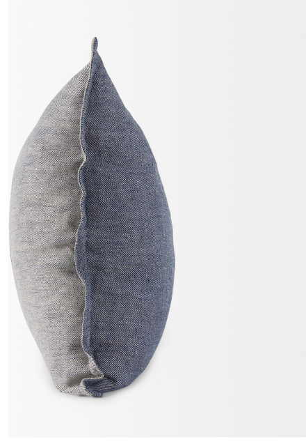 Aubrielle 20Lx20W Gray and Blue Fabric Color Blocked Decorative Pillow ...