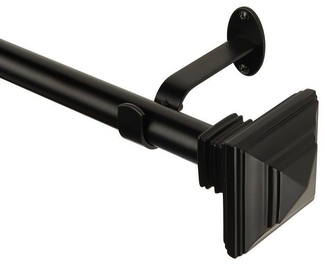 Florence 1" Window Drapery Single Curtain Rod with Stacked Square ...
