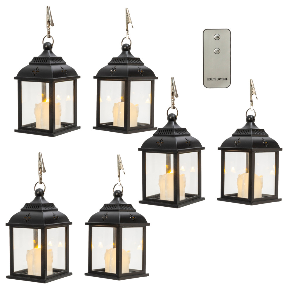 Set of 6, Lighted LED Candle Lanterns With Remote - Traditional ...