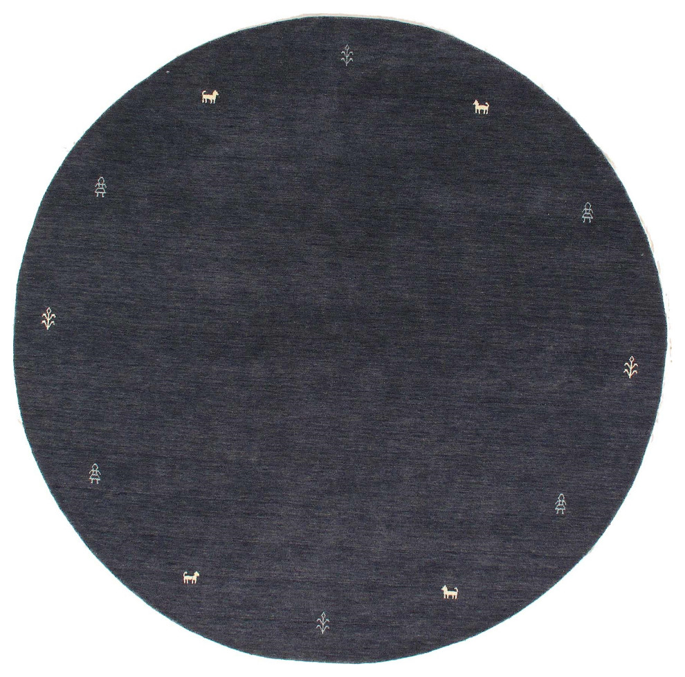 Fine Hand Knotted Persian Gabbeh Design Round Rug 7'x7' - Southwestern ...