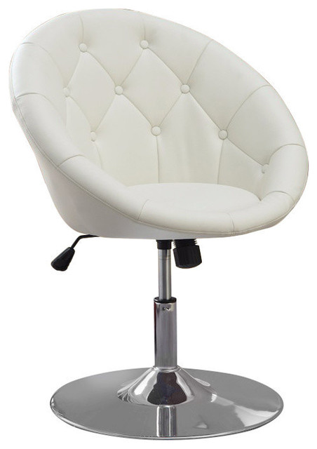 Modern Round Tufted White Swivel Accent Chair - Contemporary ...