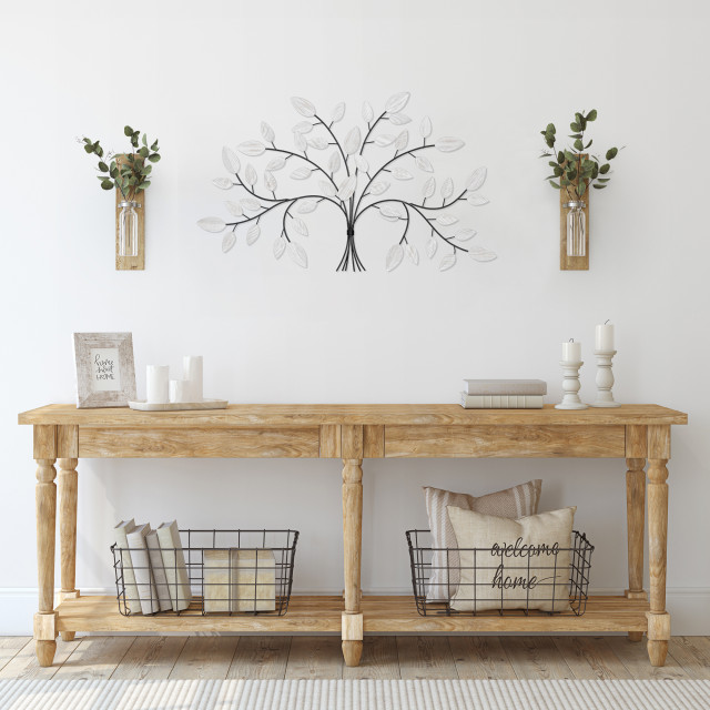 Stratton Home Decor Tree With White Accent Leaves Botanical Wall Decor ...