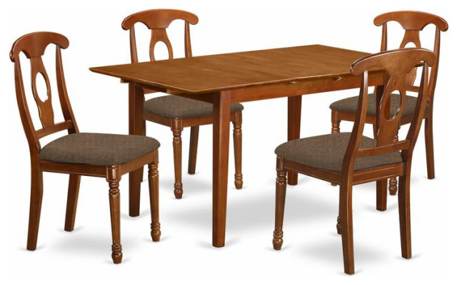 5-Piece Kitchen Table Set, Table, Leaf and 4 Dining Chairs With Cushion ...