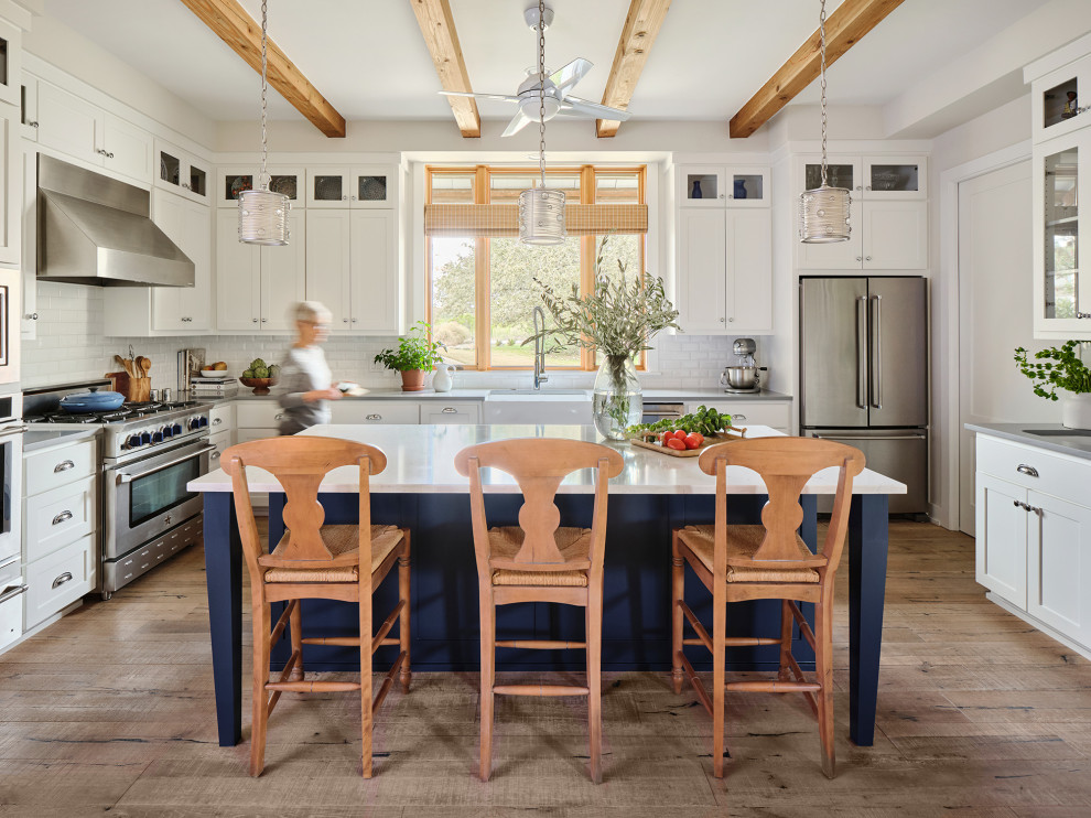 Blue and White Lakeside Kitchen - Transitional - Kitchen - Austin - by ...