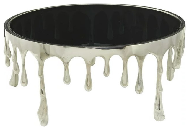 Silver Aluminum Coffee Table with Melting Legs and Shaded Glass Top ...