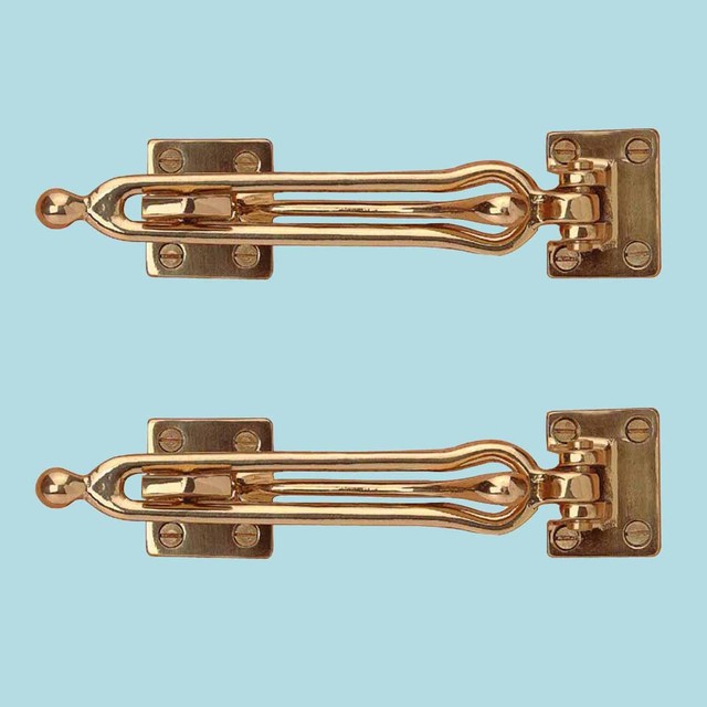 2 Swing Bar Security Door Lock Durable Door Guard Solid Brass Safety ...