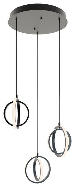 Lock 3 Light Pendant, Black - Modern - Pendant Lighting - by AFX, Inc ...