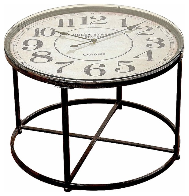 Industrial Clock Side Table - Industrial - Side Tables And End Tables ...