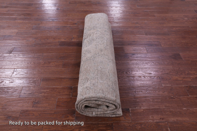 Ivory Handmade Persian Vintage White Wash Rug 9' 6" X 12' 0" - Q19473 ...
