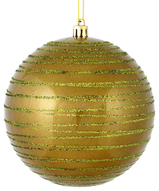 6" Olive Candy Glitter Ball 3-Pack - Contemporary - Christmas Ornaments ...