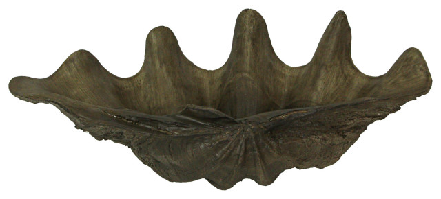 Lifelike Cast Polyresin Giant Clam Shell Decorative Bowl, One Size ...