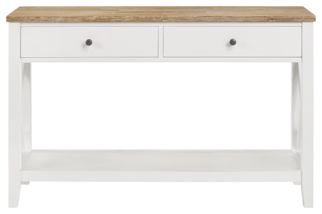 Maisy Rectangular Wooden Sofa Table With Shelf Brown and White ...