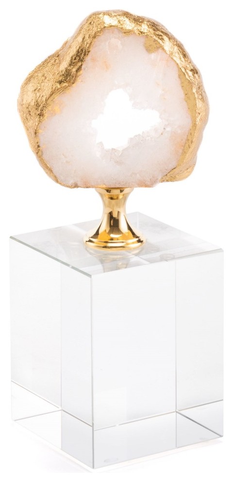 Modern Accent Decor Figurine Object Figure, White, Stone Steel Glass ...