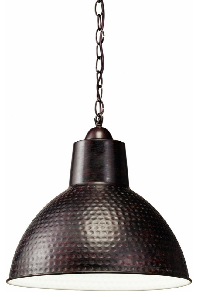 1 Light Contemporary Hammered Metal Shade Pendant Light-Bronze Finish ...