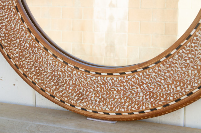 Finely Inlay Anglo Indian Round Mirror - Mediterranean - Wall Mirrors ...